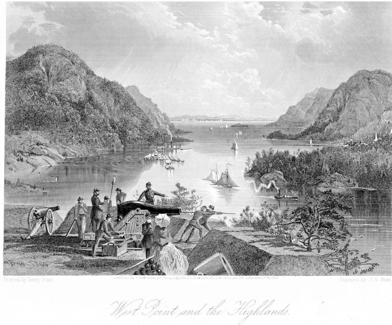 WEST POINT on the Hudson by Harry Fenn Steel engraving 1873 antique | eBay