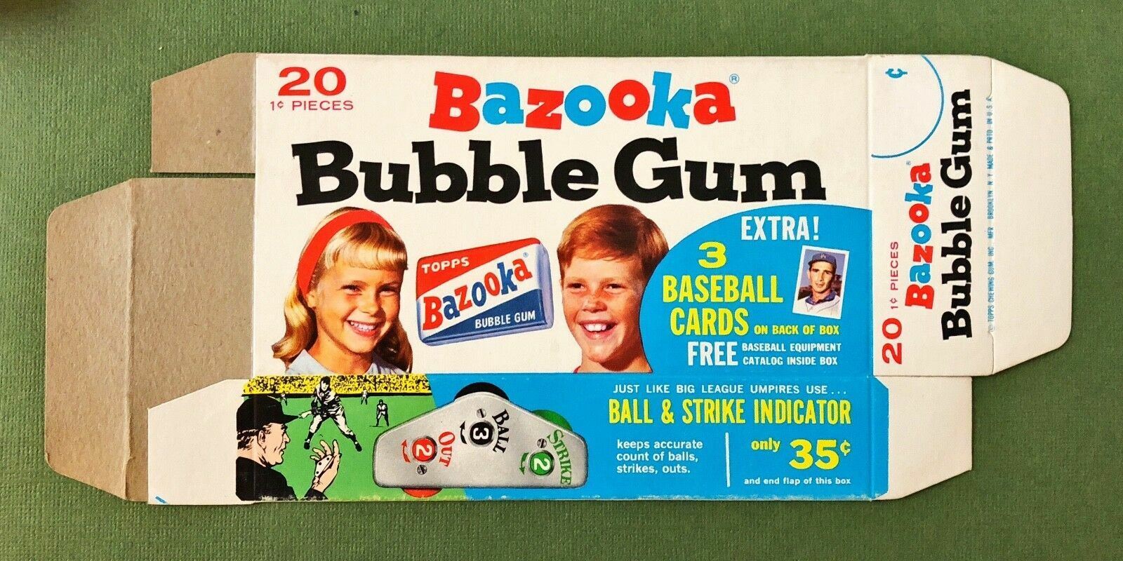 1966 BAZOOKA COMPLETE BOX WTH SANDY KOUFAX, WILLIE HORTON, FRANK HOWARD ...