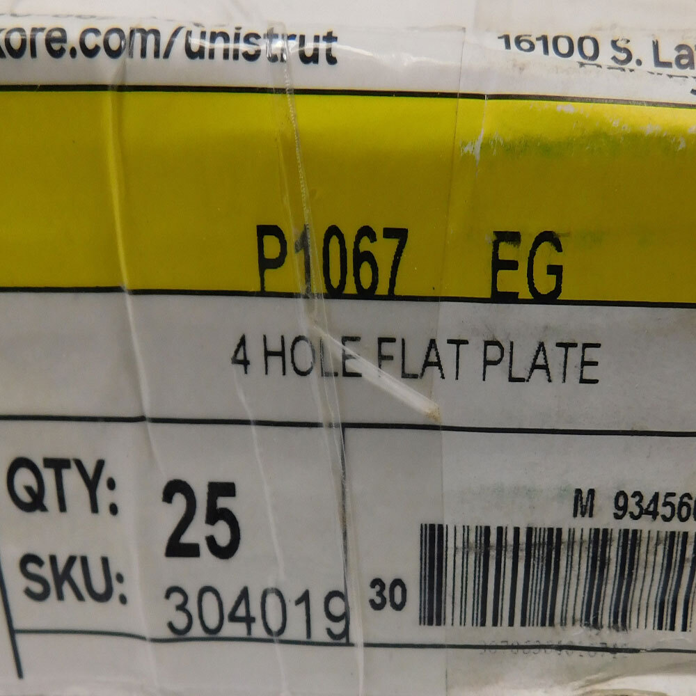 (Lot of 25) NEW Atkore/Unistrut P1067 4-Hole Straight Flat Plate ...