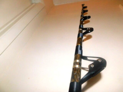 CUSTOM SHARK ROD 7'2" BLACK SILVER GOLD MARBLE AFTCO BIG FOOT 80 ...