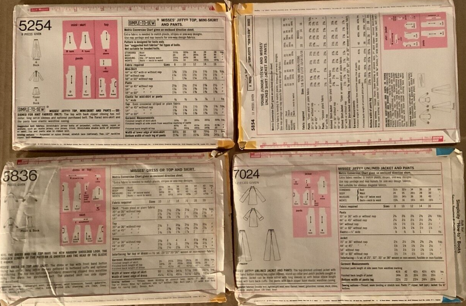 (4 PATTERNS) Simplicity #5254 Simplicity #5854 Simplicity #5836 ...