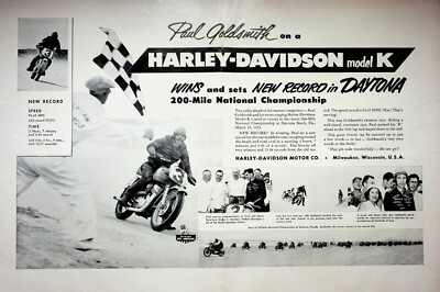 1953 Harley-Davidson Model K Goldsmith Daytona - 2-Page Vintage ...
