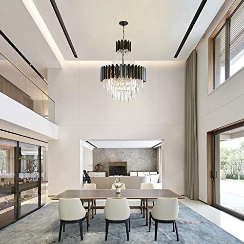 Modern Crystal Chandelier Luxury Black Crystal Hanging Pendant Light ...