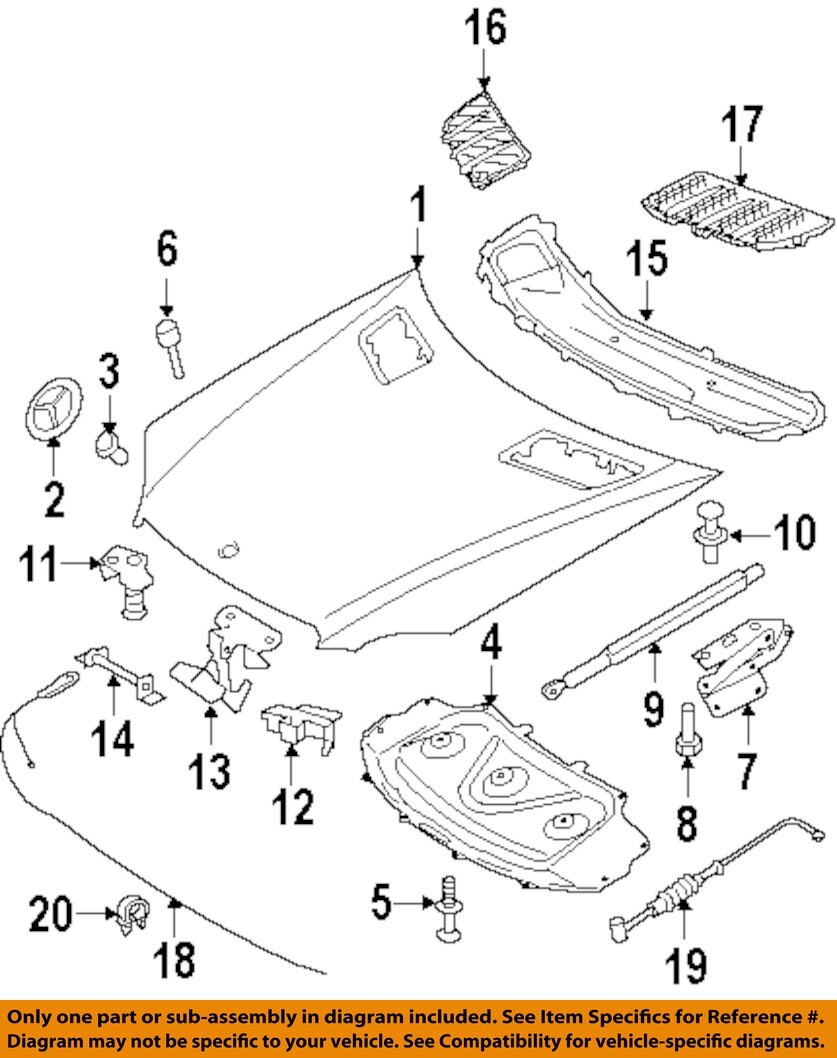 MERCEDES OEM 06-11 ML320 Hood Hood Components-Support Cylinder ...