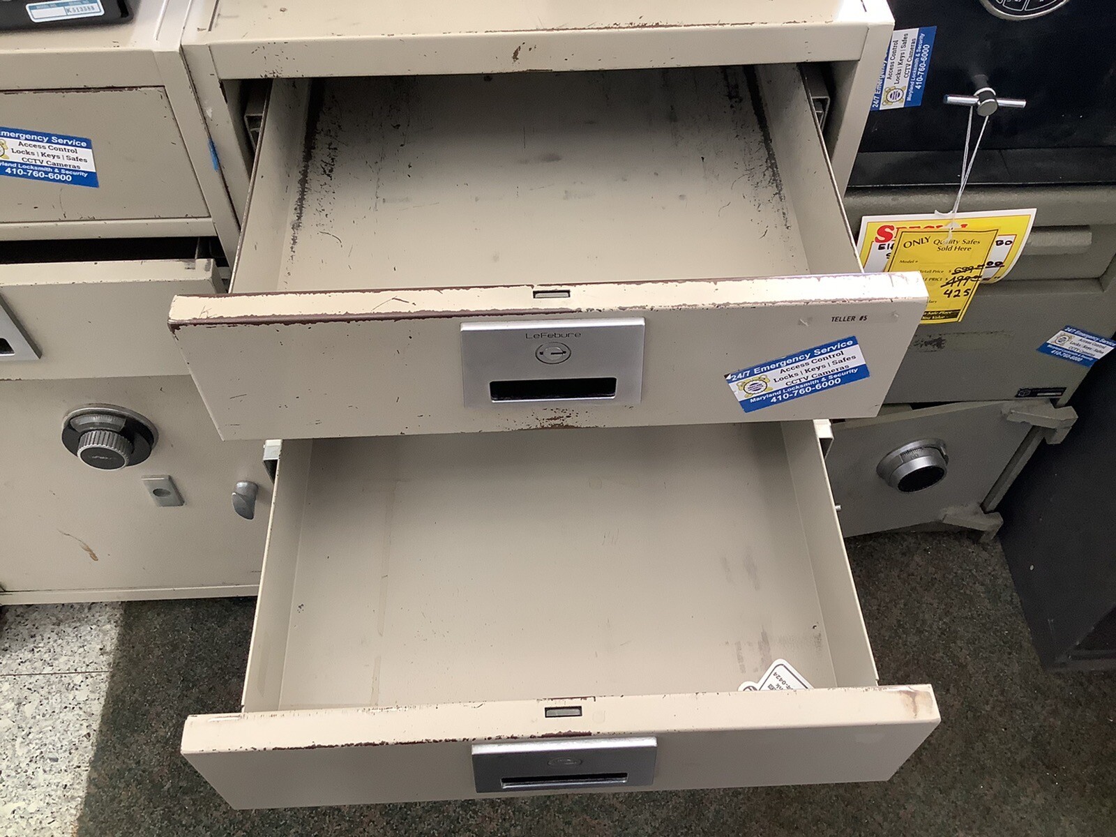 LeFebure 2-Drawer Floor Safe Combo Locking Drawers Steel Heavy Lock ...