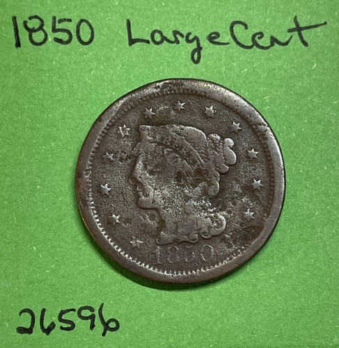 1850 Braided Hair Large Cent / Penny 1c Circulated US Coin | eBay