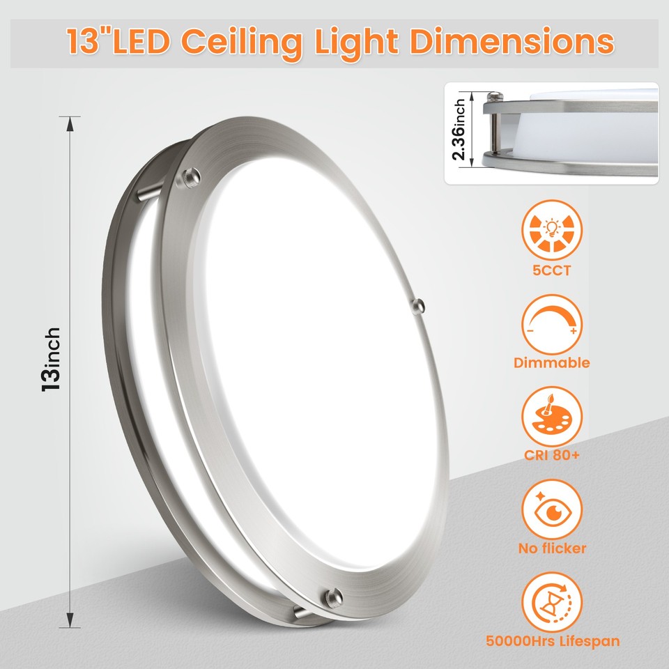4-PACK LED Flush Mount Dimmable Ceiling Light 5CCT Adjusted Kitchen ...
