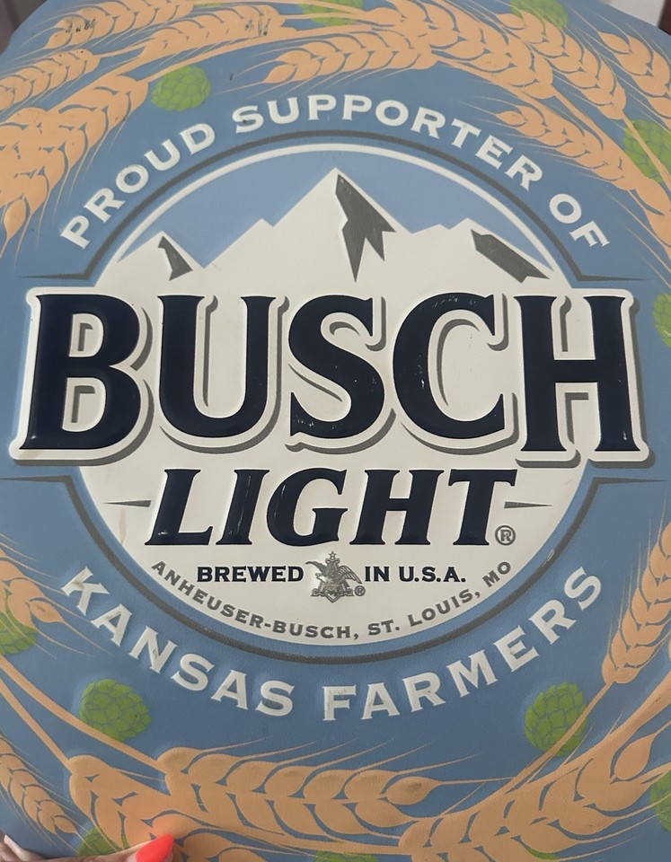 Rare Anheuser Busch Light Tin Metal Wheat Crop Kansas Farmers Sign 17.5 ...