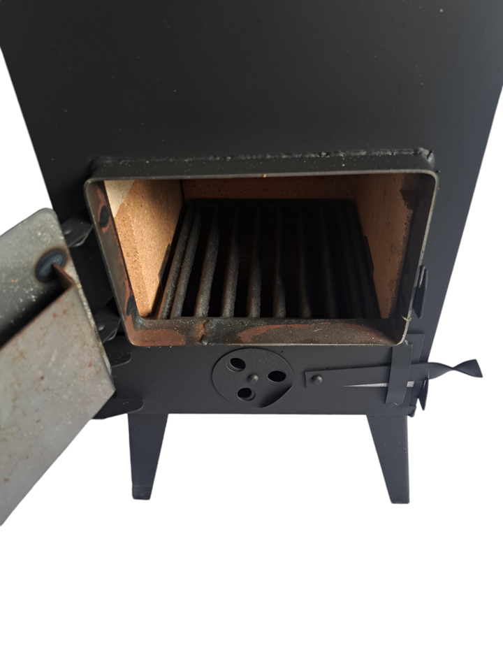 LOG WOOD BURNER STOVE MULTIFUEL GARAGE SHED WORKSHOP HEATER 7 CHAMOTTE ...