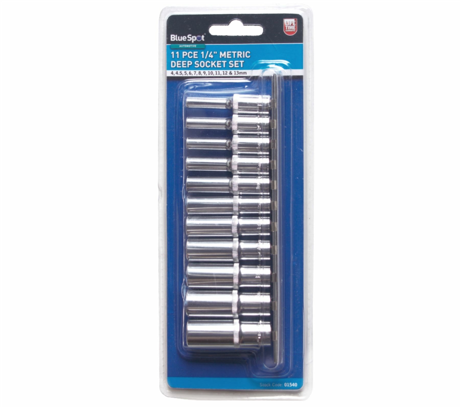 BlueSpot Metric Deep Socket Set/ Long Reach Sockets On Rail 1/4" Drive ...