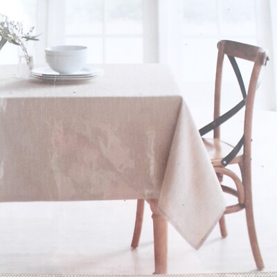 Food Network Fabric Tablecloth 60x84 Easy Care Linen Kahki Cotton Blend ...