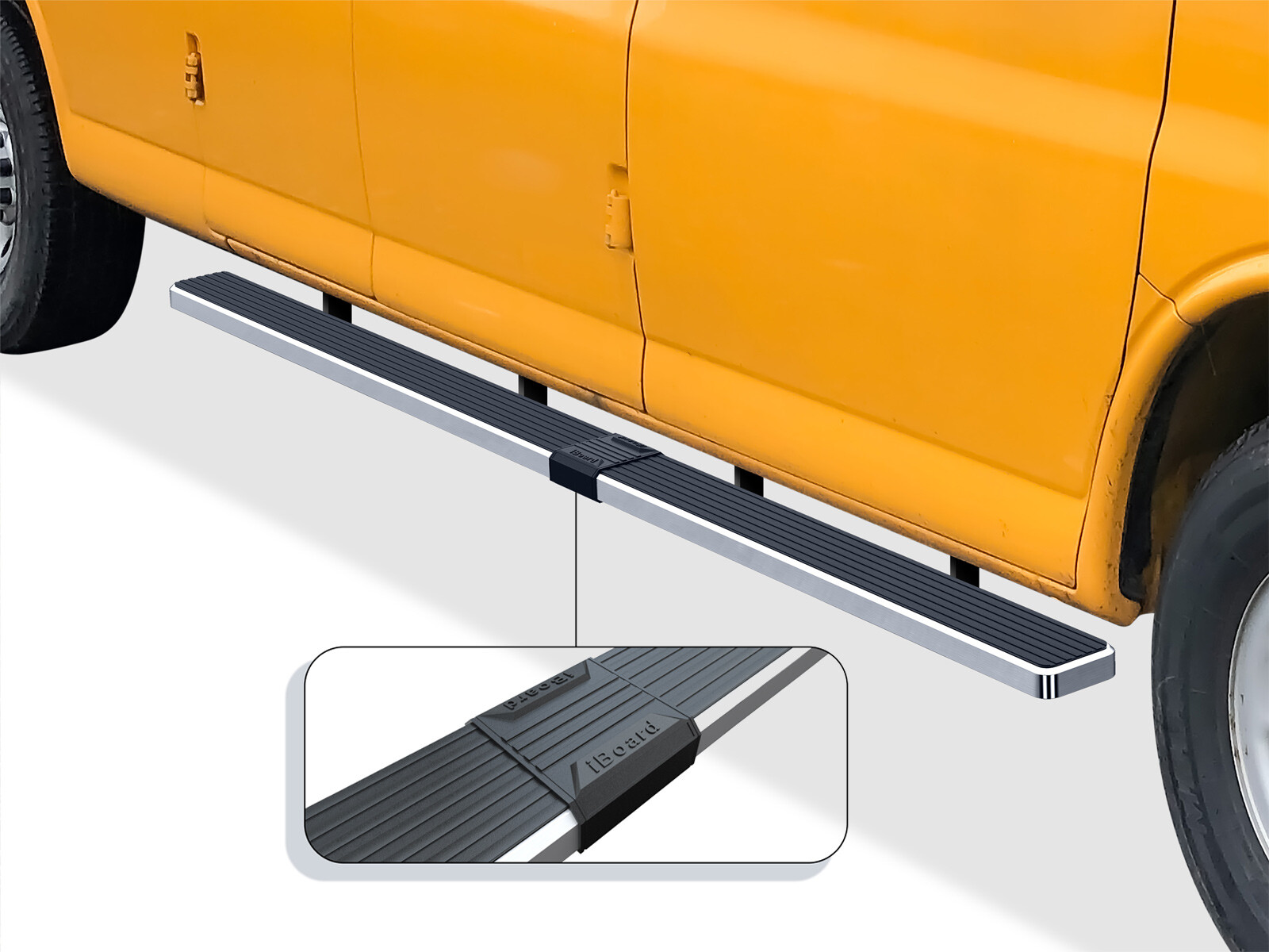 APS Running Boards 5 inches Silver Fit 03-25 Chevy Express GMC Savana ...