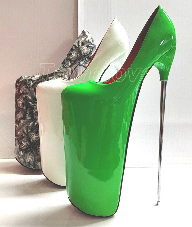 Women 30cm Ultra High Stiletto High Heel Shoes Ankle Buckle Pumps Shoe ...