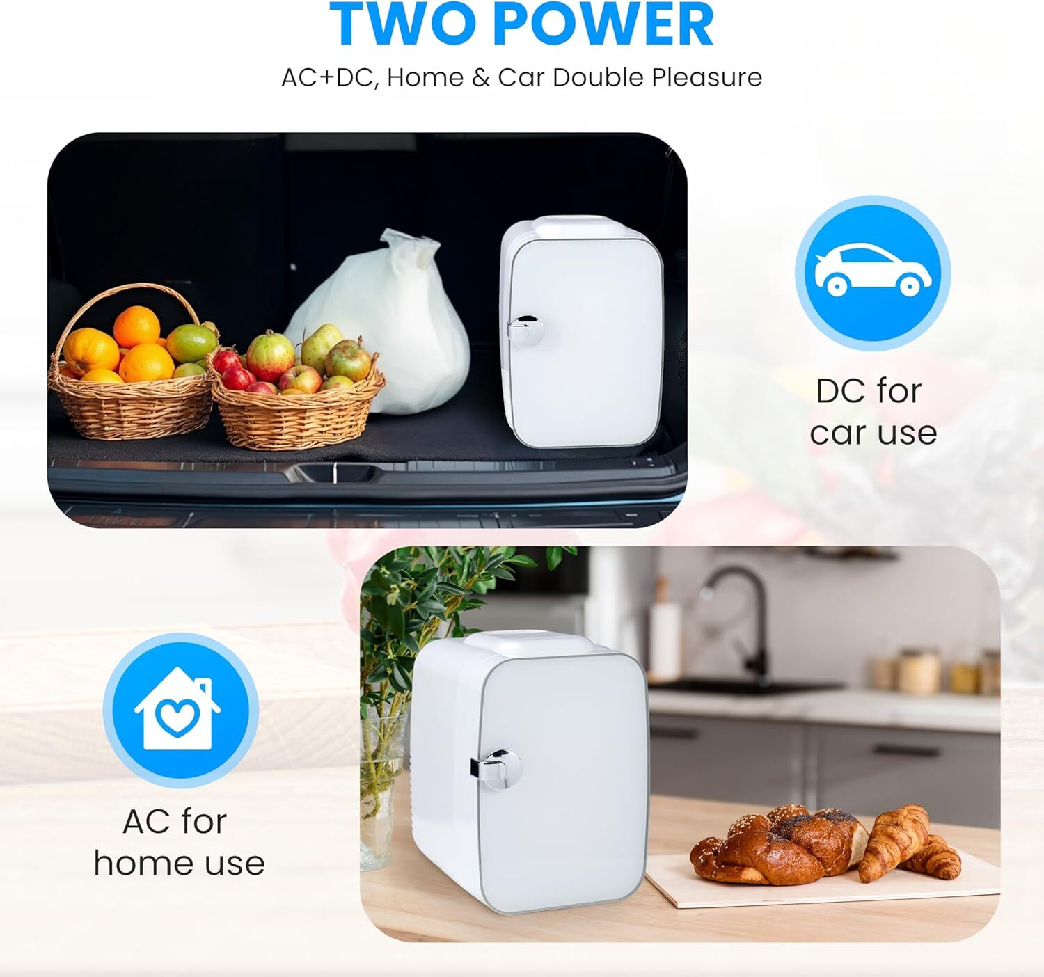 Portable Car Refrigerator Mini 4L/6 Can Cooler and Warmer Compact ...