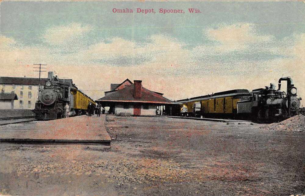 Spooner Wisconsin Omaha Depot Train Station Vintage Postcard AA4181 | eBay