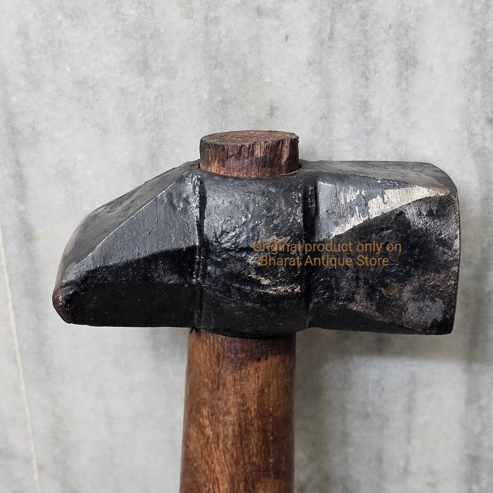 Heavy Black Iron 1.4 Kg Hammer Blacksmith Wooden Handle Collectible ...