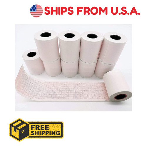 Longteco 10 Rolls ECG Paper EKG Paper for ECG Machine 50Mm X 20 Meters ...