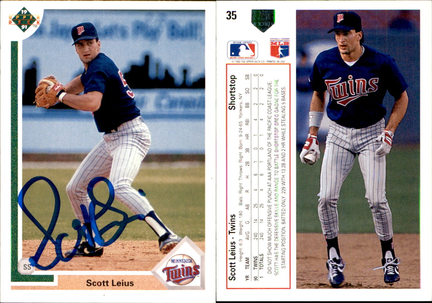 Scott Leius Signed 1991 Upper Deck #35 Card Minnesota Twins Auto | eBay