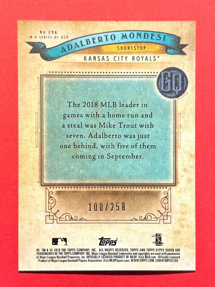 Adalberto Mondesi ~ 2019 Topps Gypsy Queen ~ Indogo /250 | eBay