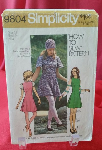 Simplicity Pattern 9804.Vintage, Minidress, Boho Hippie; Size 12 | eBay