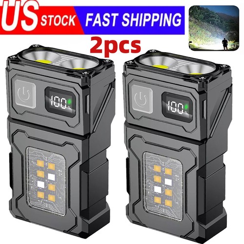 Pocket LED Flashlight Magnetic USB Rechargeable Mini Torch Portable ...