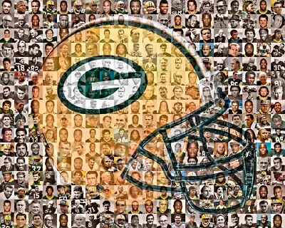 Green Bay Packers Fan Gift Mosaic Wall Art 100+ Greatest NFL Players ...