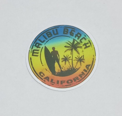 California Malibu Beach Sticker Surfing Travel Art Decal Vinyl Souvenir ...