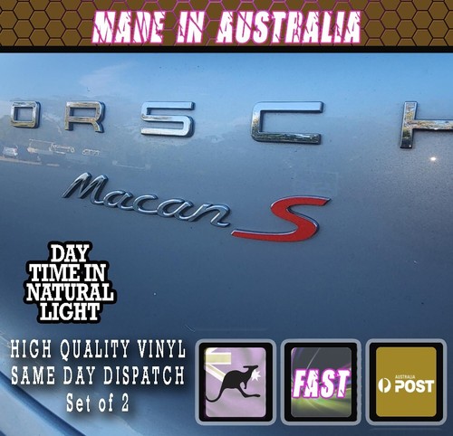 Badge overlay decal Porsche Macan S Red Light Reflective activated SET ...