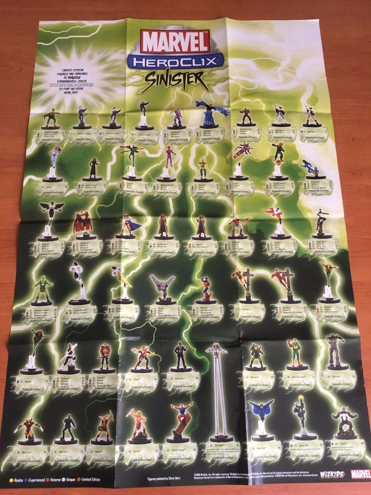HeroClix Sinister POSTER ELENCO LIST RARE WIZKIDS | eBay UK