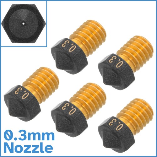 5x E3D V6 0.3mm PTFE Coated Brass Nozzle 1.75mm Non Stick 3D Printer ...