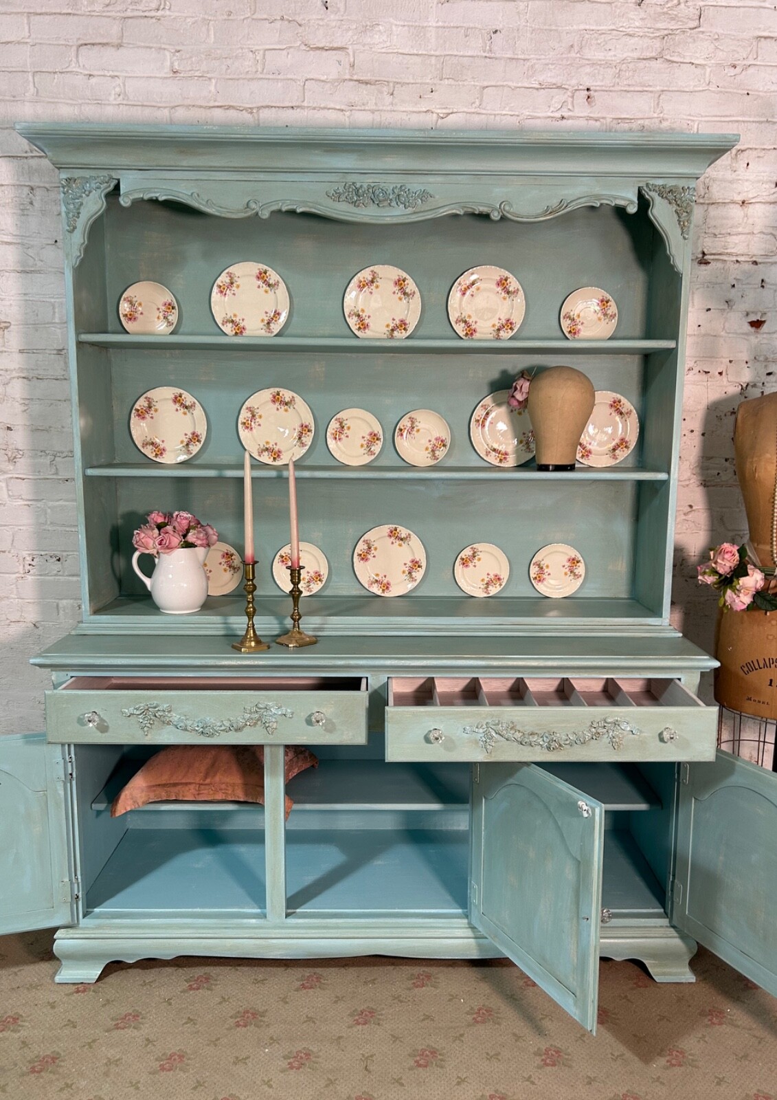 Painted Cottage Shabby Chic China Cabinet | eBay