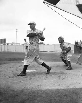 Rudolph P York Of The Detroit Tigers Swinging A Bat In 1934 Old ...
