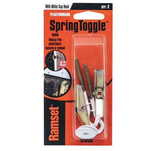Ramset Spring Toggle With White Cup Hook 25mm 2Pcs R716439 | eBay