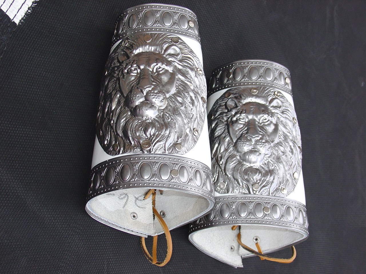 Greek Roman lion arm bracers bracer wrist guards leather iron armor ...
