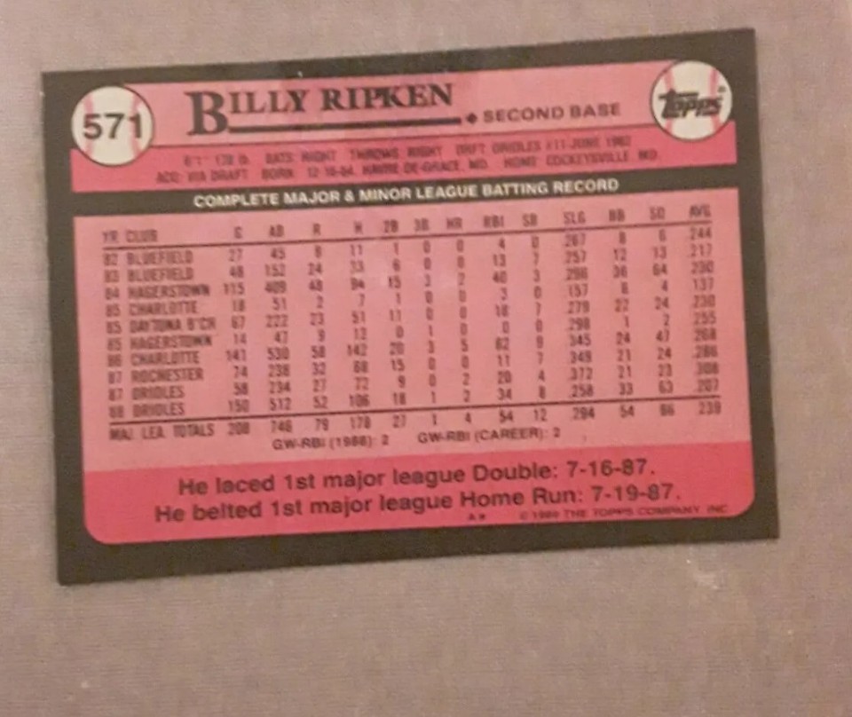 1989 Topps Billy Ripken baseball card #571. Baltimore Orioles. | eBay