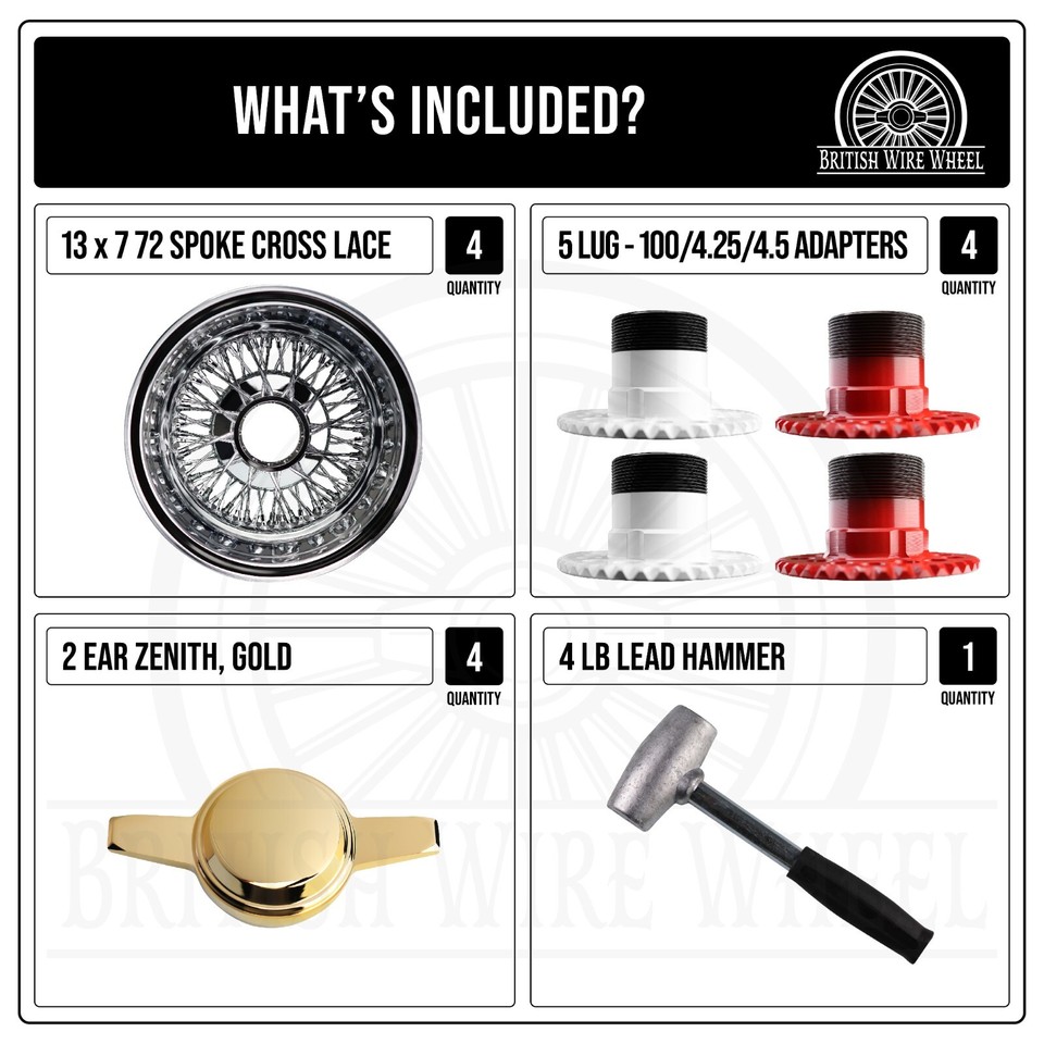 13x7 Reverse 72 Spoke Cross Lace Lowrider Wire Wheels, Zenith Gold KO ...