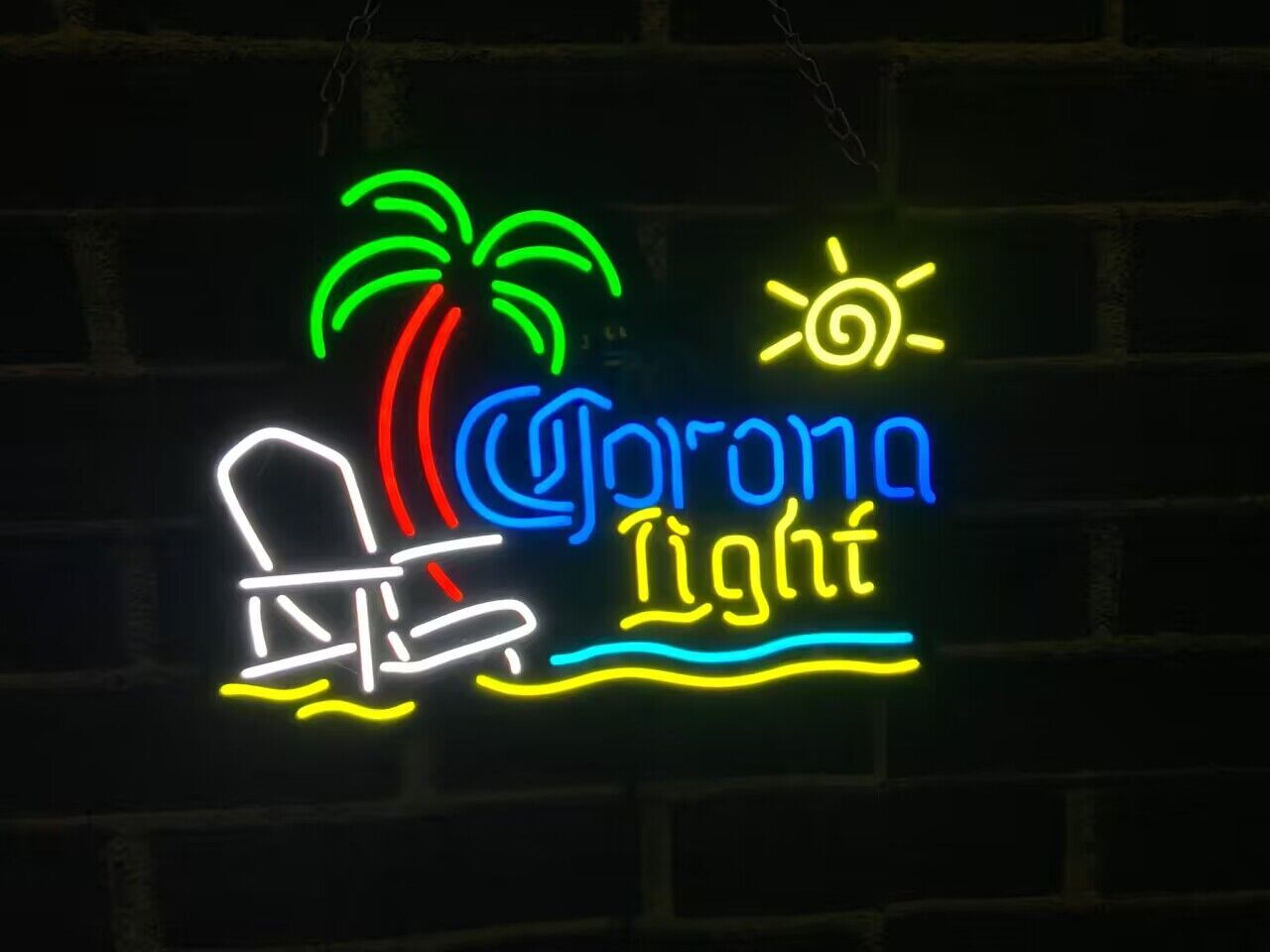 10" Vivid LED Corona Light Beer Palm Tree Beach Chair Neon Sign Light ...