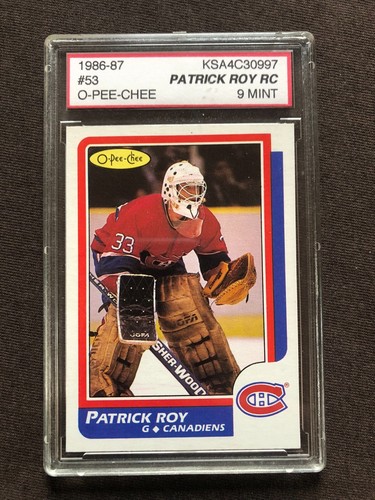 CARD 1986-87 OPC O PEE CHEE PATRICK ROY #53 ROOKIE RC ORIGINAL KSA 9 ...