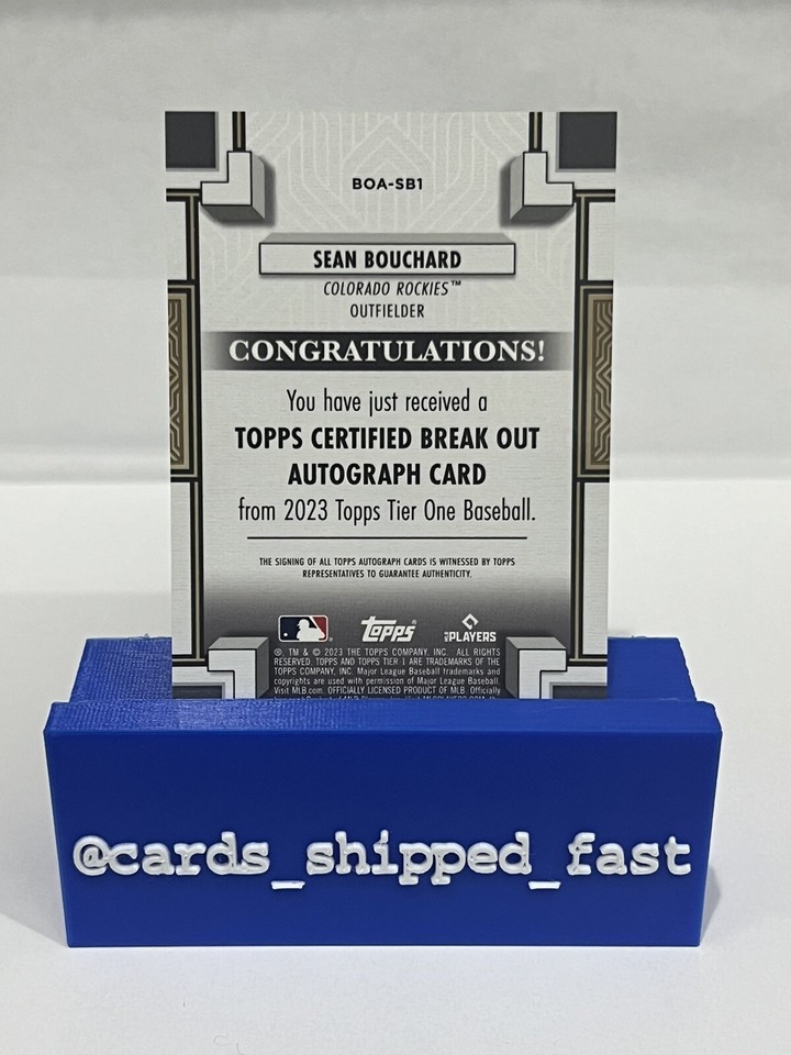 2023 Topps Tier One - Sean Bouchard - Break Out On Card RC Auto #/299 ...