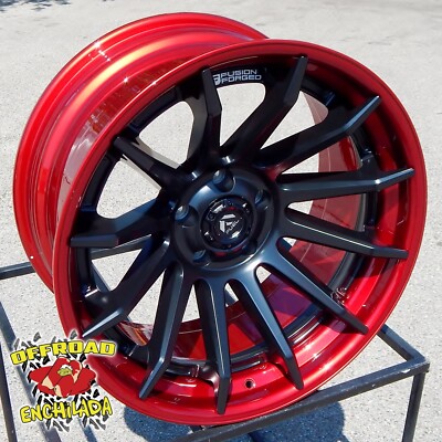 4/ 20x9" Black Red Fuel Fusion Forged Burn Wheels Rims Jeep Wrangler ...