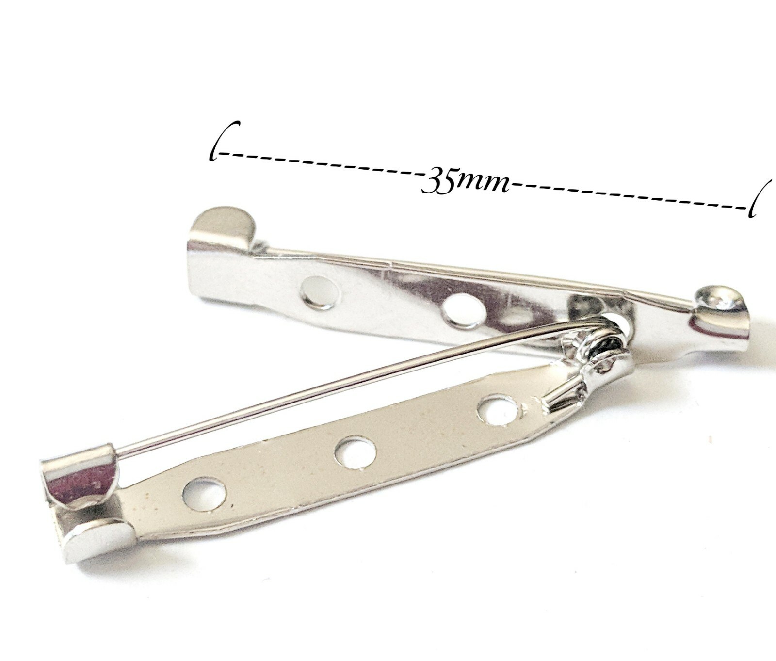 5 x Silver pl bar brooch backs settings for jewellery craft finding ...