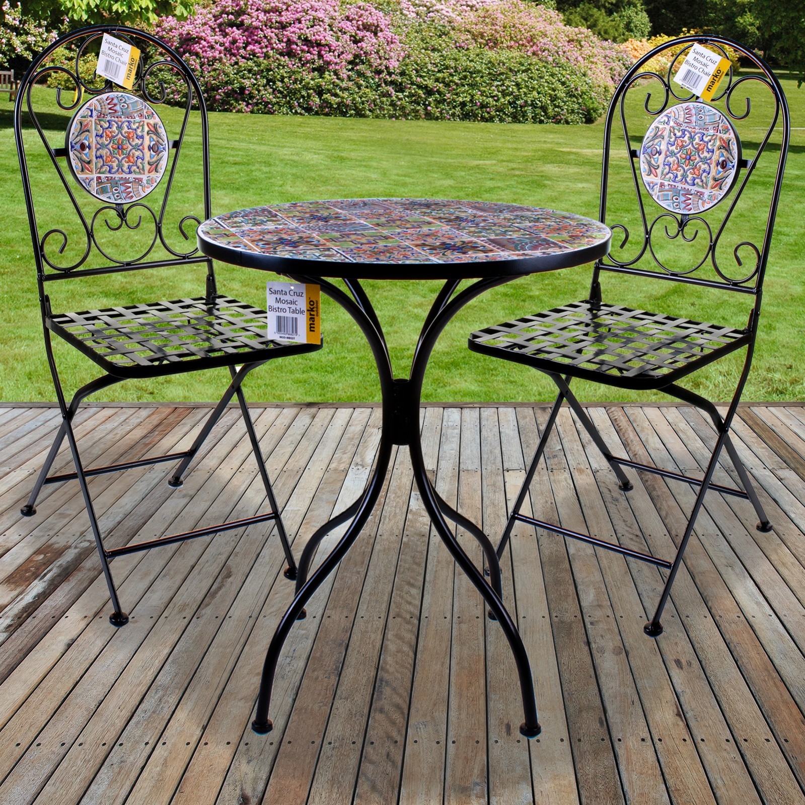 Marko Mosaic Bistro Set Outdoor Patio Garden Design Furniture Table and ...