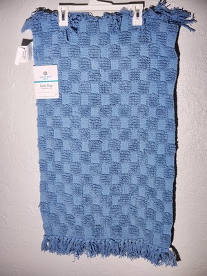 Comfort Bay Handwoven Bath Rug 18in X 28in Blue 100% Cotton | eBay
