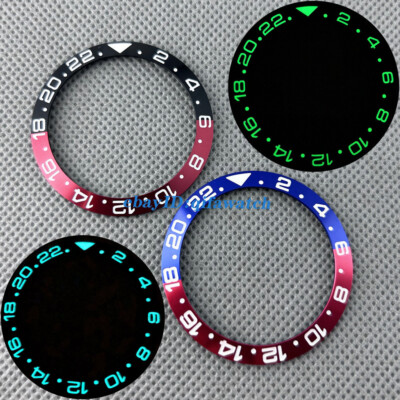 38mm blue red black GMT titanium bezel insert for 40mm watch super ...
