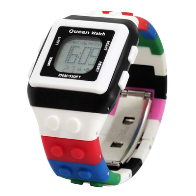Queen Watch Multicolor Stripes Quartz LCD Display Scroll WR100mt | eBay