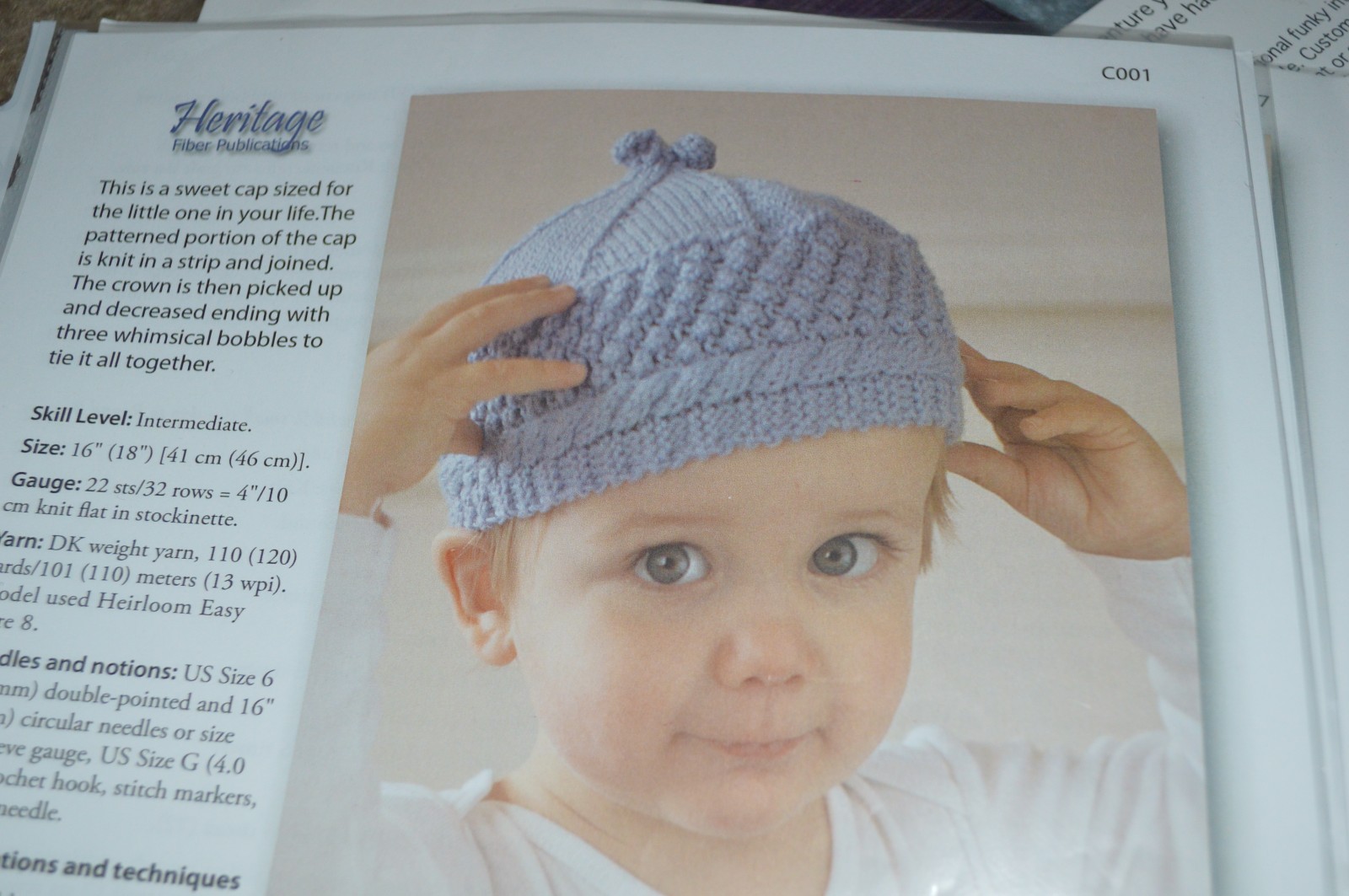 Heritage Fiber Knitting Pattern Sweet Baby Cap 16,18" | eBay
