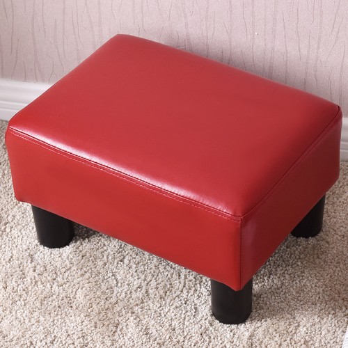 Small Ottoman PU Leather Footrest Modern Footstool Rectangular Seat ...