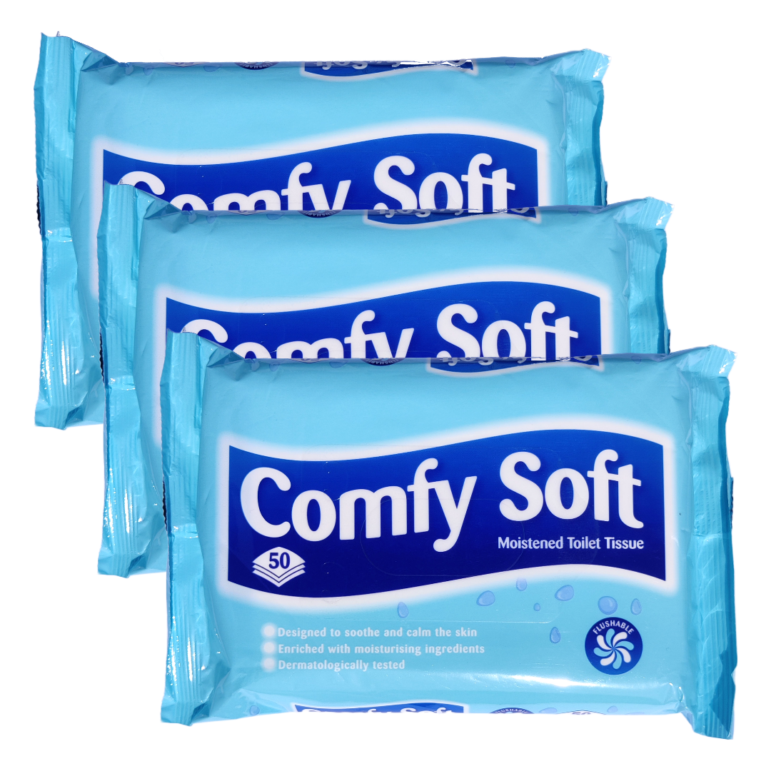 Comfy Soft Flushable Moistened Toilet Tissue Wipes Moist 50 100 150 200 ...