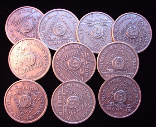Alcoholics Anonymous AA 6 Month Bronze Medallion Token Coin Chip Sober ...