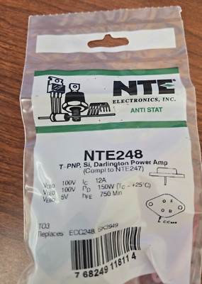 NTE 248 T-PNP, Si, Darlington Power Amp | eBay